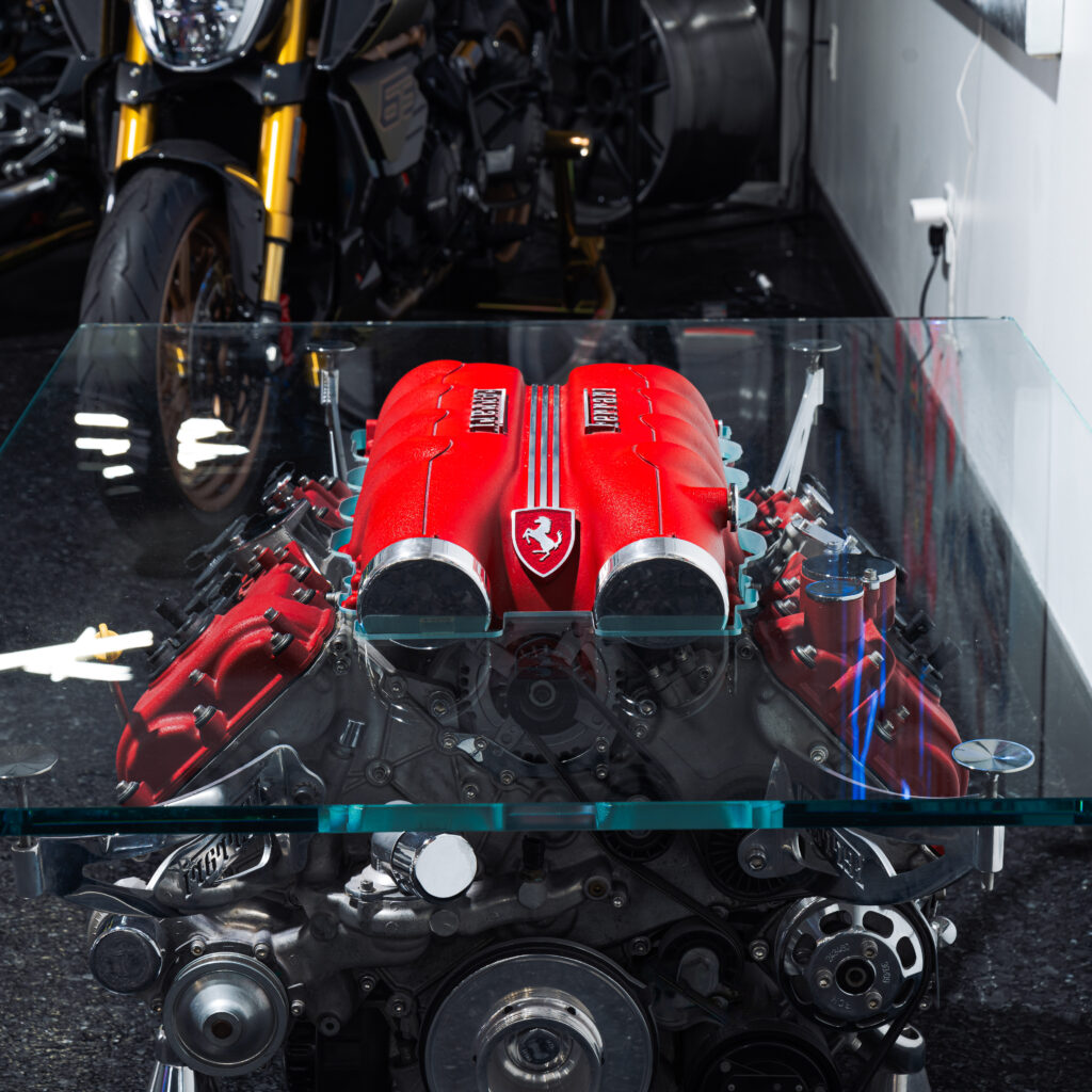 Ferrari V12 Engine Glass Coffee Table - Exotics Hunter